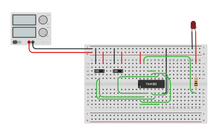 Circuit design EXP-1 (XNOR using NOR gate) | Tinkercad