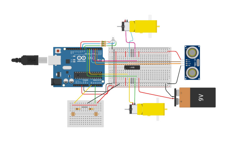 Circuit design Robô Sumô 2023 - Tinkercad