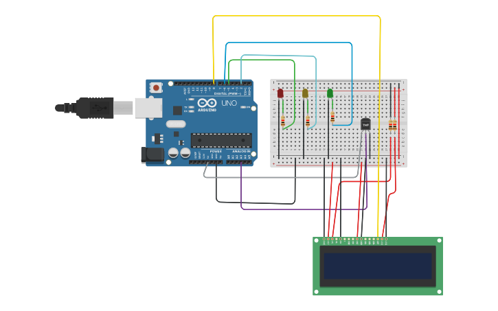 Circuit design Temprature sensor | Tinkercad