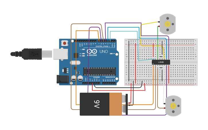 Circuit design DC Motor direction control | Tinkercad