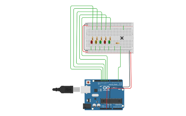 Circuit design Projeto Semáforo - Tinkercad