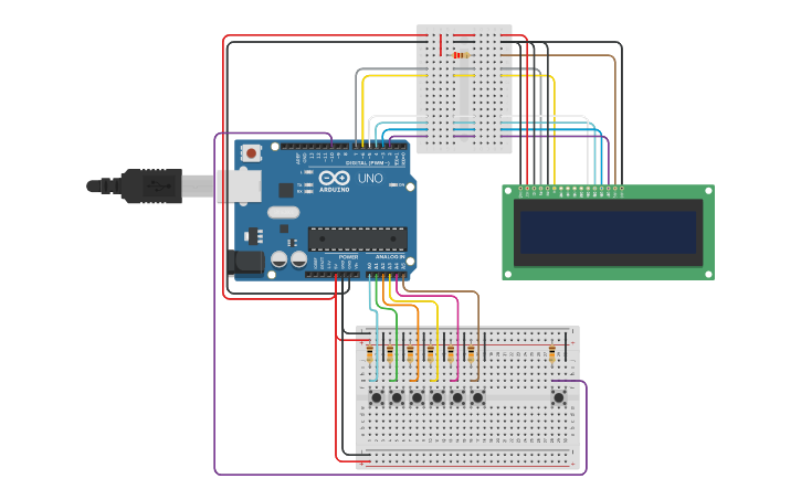 Circuit design Binary to decimal - Tinkercad