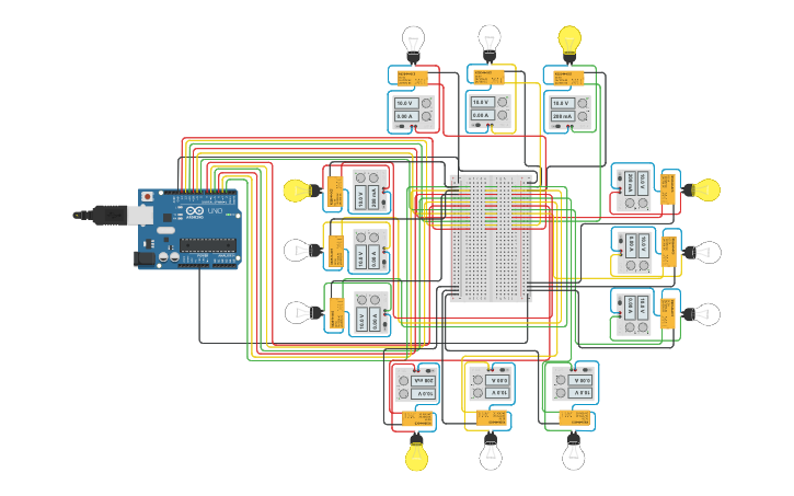 Circuit design Traffic Lights with Relay Switch 1870231133 | Tinkercad