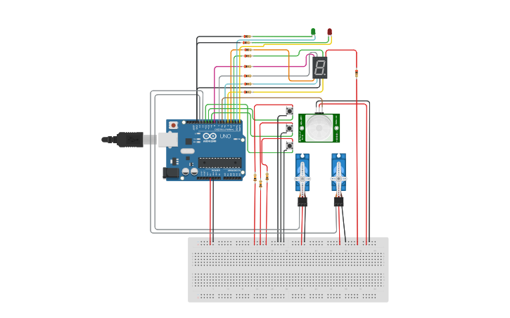 Circuit design Elevador de 3 pisos - Tinkercad