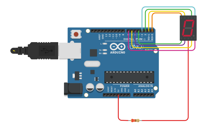 Circuit design Display de 7 Seguimentos | Tinkercad Circuit design Display de 7 Seguimentos | Tinkercad