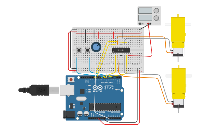 Circuit design Control 2 motores L293D - Tinkercad