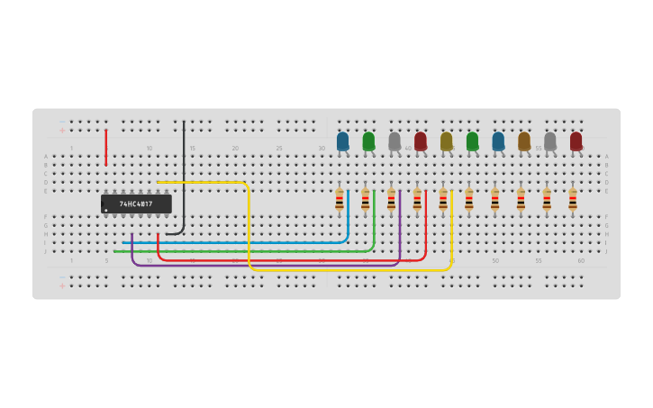 Circuit design led blink 7 a1 and a2 - Tinkercad