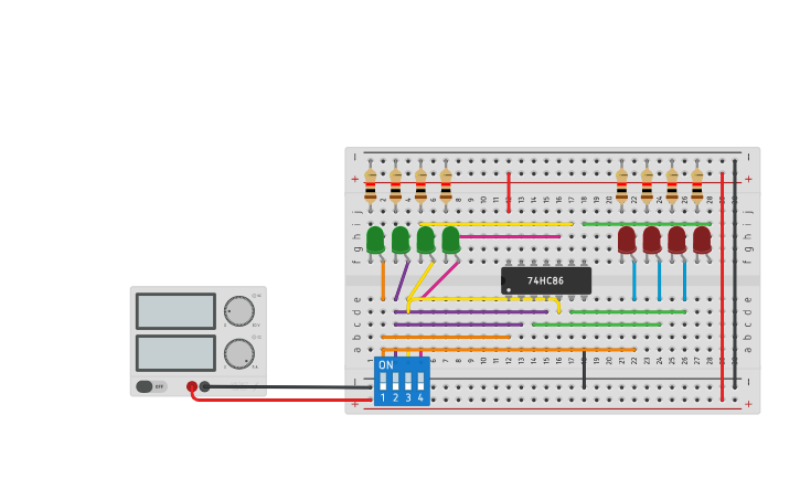 Circuit design Binary to Gray Code Converter | Tinkercad