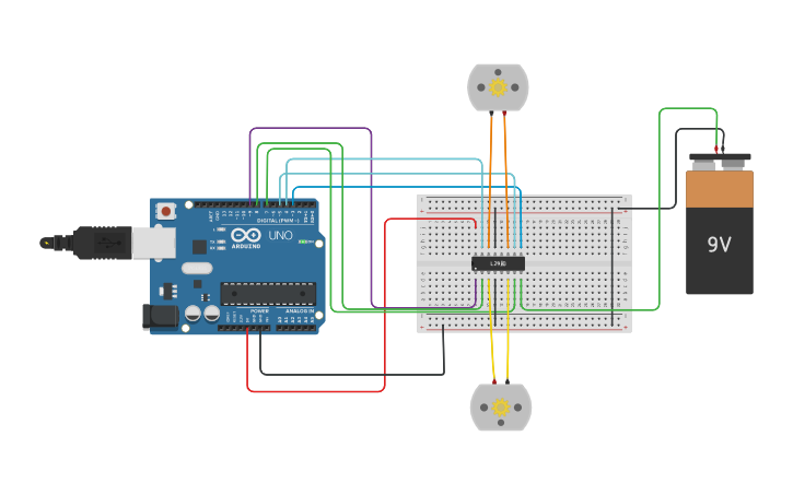 Circuit design Controlling a DC motor - Tinkercad
