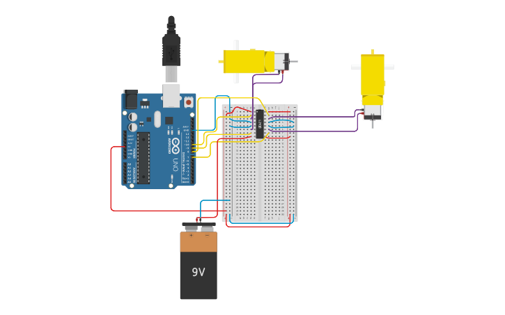 Circuit design L293D - Tinkercad