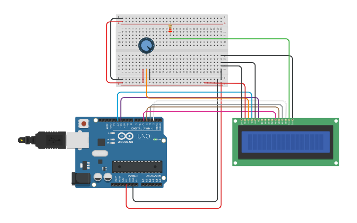 Circuit design Displaying With an LCD - Tinkercad