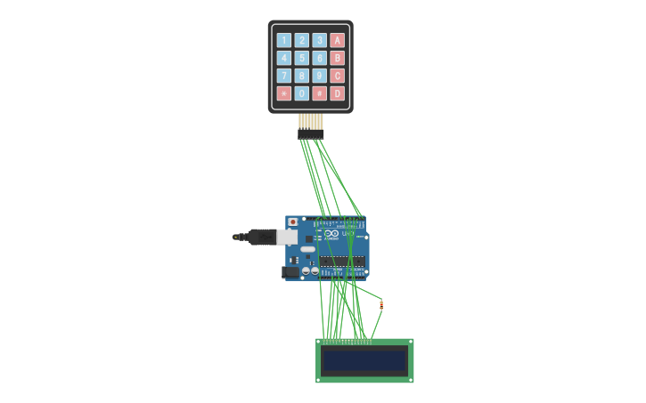 Circuit design Lcd with keypad - Tinkercad