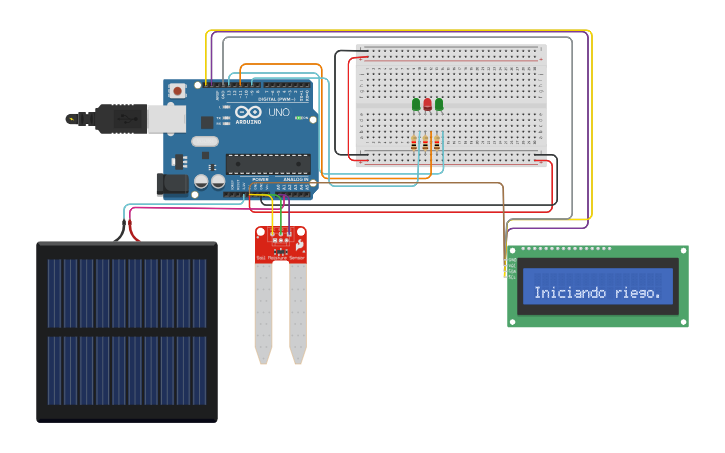 Circuit design riego automatico - Tinkercad