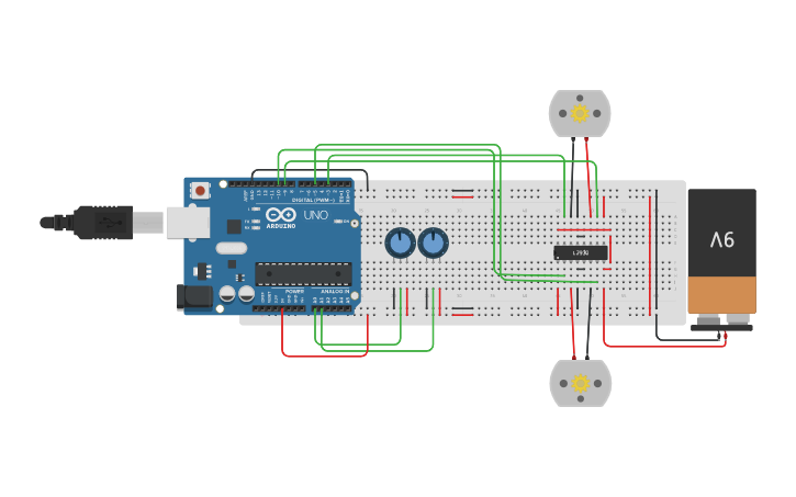 Circuit design control de motores con joystick | Tinkercad Circuit design control de motores con joystick | Tinkercad