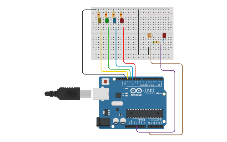 Circuit design LDR - Tinkercad
