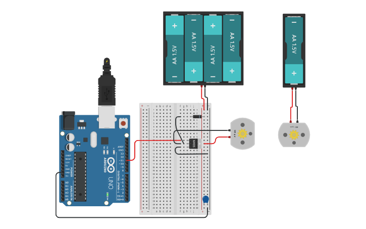 Circuit design Single Direction DC motor Experiment | Tinkercad