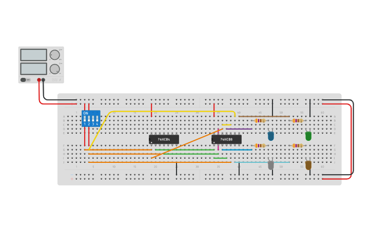 Circuit design EXP 3 (2:4 DECODER) - Tinkercad