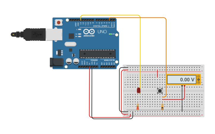 Circuit design Arduino y Pulsador | Tinkercad