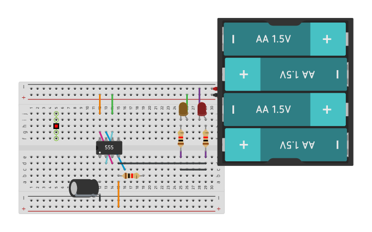 Circuit design ne555 - Tinkercad