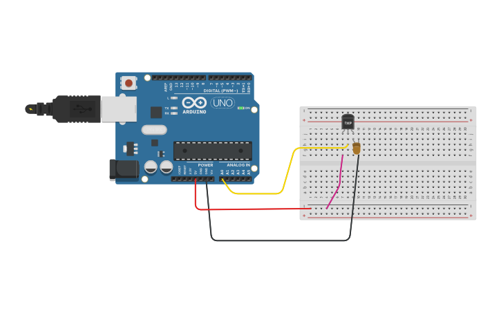 Circuit design thermistor - Tinkercad