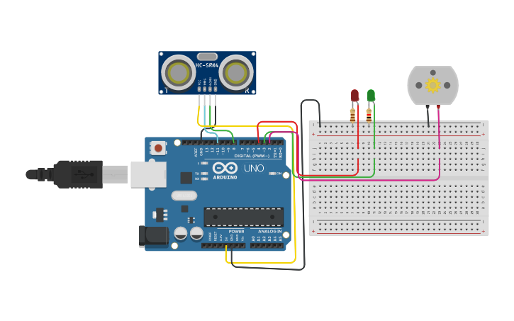 Circuit design sensor ultrasonido juan dario 8b | Tinkercad