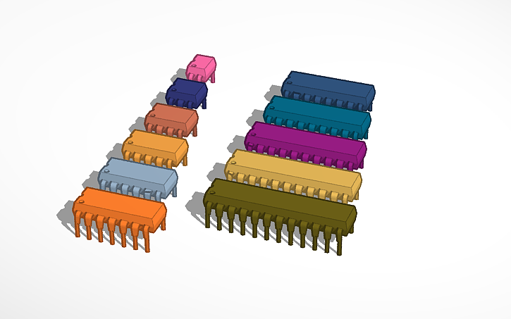 3D design DIP IC packages - Tinkercad