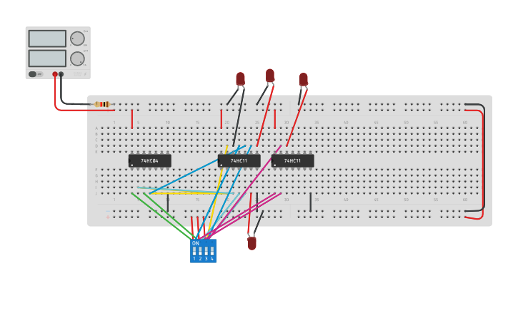 Circuit design 20CE007_2 to 4 Decoder - Tinkercad