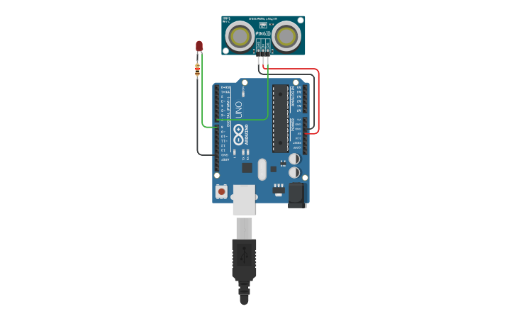 Circuit Design Ultrasonic Distance Sensor Tinkercad
