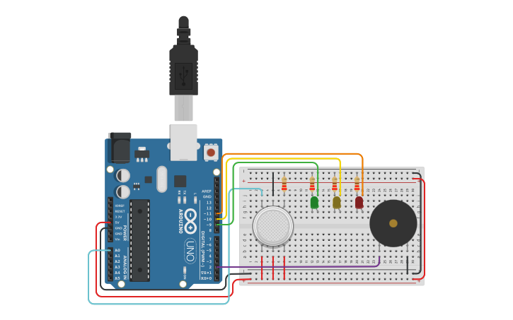 Circuit design Final Project - Fire Alarm - Tinkercad