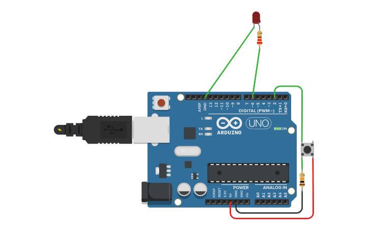 Circuit design led que pisca com botao | Tinkercad Circuit design led que pisca com botao | Tinkercad