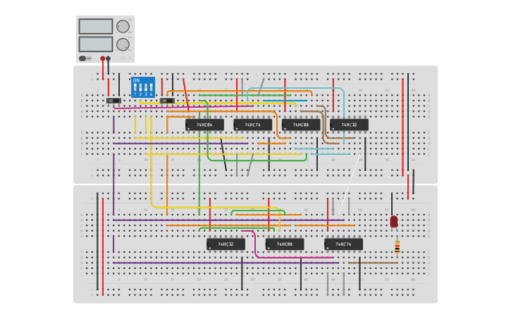 Circuit design PISO | Tinkercad
