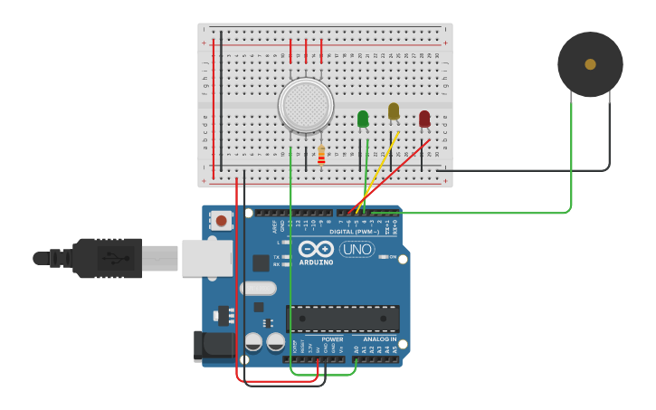 Circuit design GAS senser 63711534 | Tinkercad