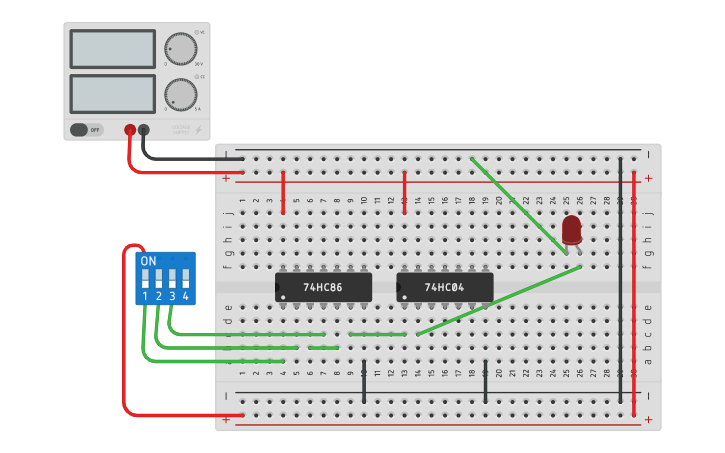 Circuit design 3 bit odd parity generator - Tinkercad