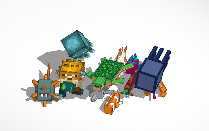 3D design Minecraft Underwater mobs - Tinkercad