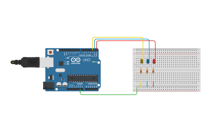 Circuit design Juan Manuel Torres Melo - : Simulación de leds con Arduino UNO - Tinkercad