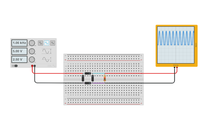 Circuit design Full wave rectifier - Tinkercad