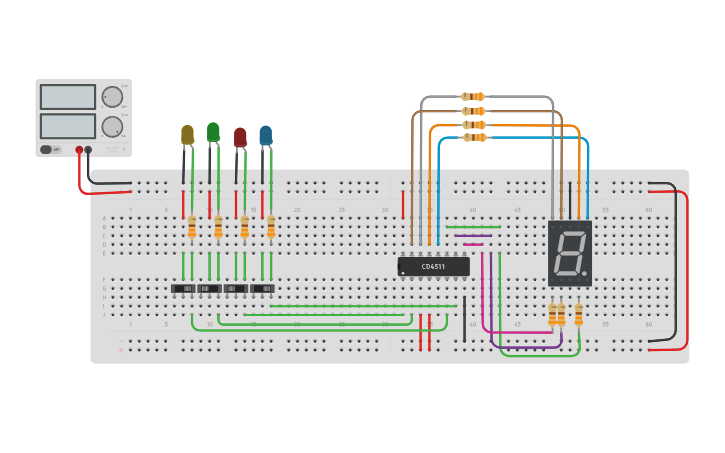 Circuit Design 7 Segment Binary Coded Decimal Tinkercad