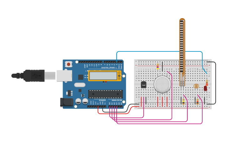 Circuit design 4.2-Sensores analogos 2 | Tinkercad