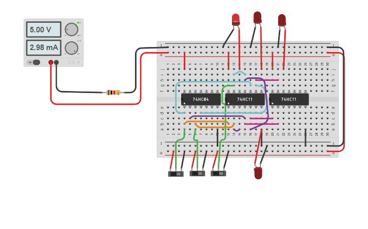 Circuit design 2 to 4 Decoder: - Tinkercad