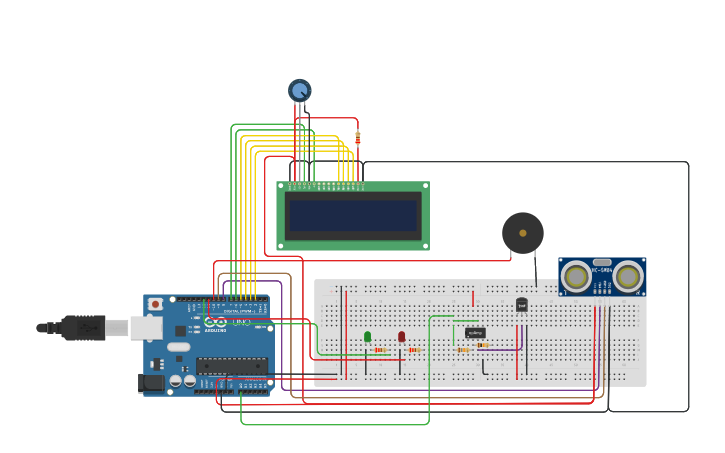 Circuit design Copy of HC-SR04 | Tinkercad