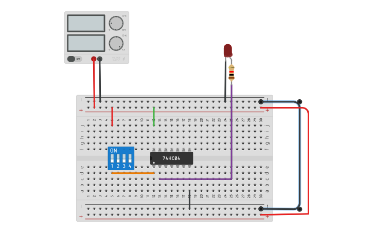 Circuit design familiarization of logic NOT Gate | Tinkercad