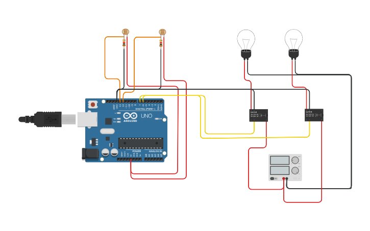 Circuit design automatic smart street light system - Tinkercad