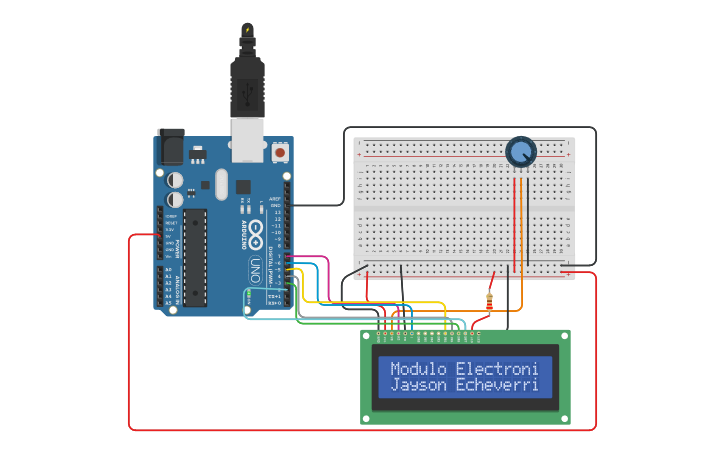 Circuit design Pantalla LCD 16x2 - Tinkercad
