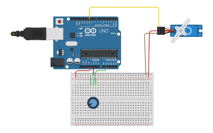 Circuit design servo - Tinkercad