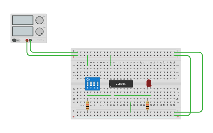 Circuit design porta logica not | Tinkercad
