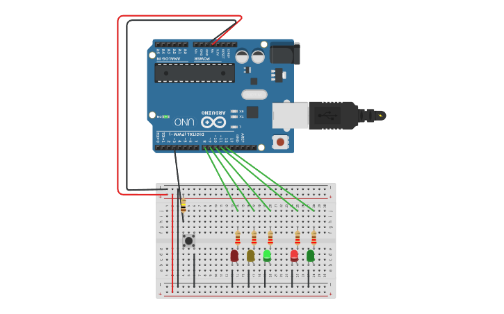 Circuit design if else semáforo - Tinkercad
