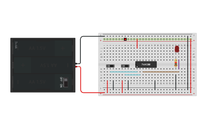 Circuit design NAND Gate (IC7400) - Tinkercad