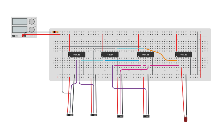 Circuit design Copy of 2-Bit magnitude Comparator || A>B - Tinkercad