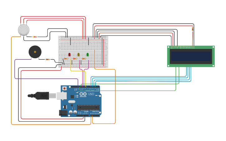 Circuit design Smoke Detector - Tinkercad