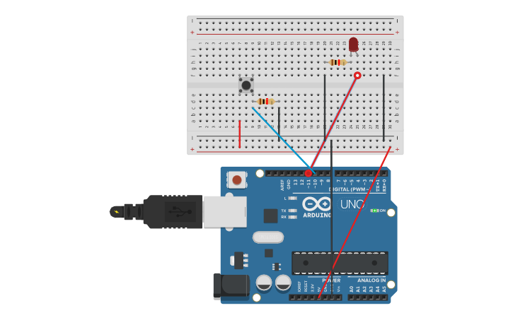 Circuit design Button - example 5 | Tinkercad